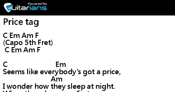 Jessie J Price Tag Guitar Chords