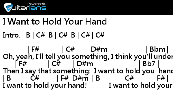 Beatles I Want To Hold Your Hand 結他譜 Chord譜 吉他譜
