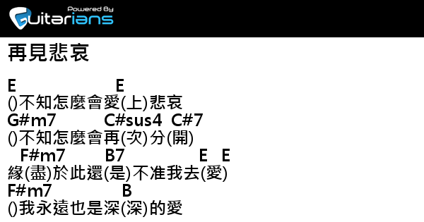 杜麗莎 再見悲哀 結他譜 Chord譜 吉他譜 曲 玉置浩二 詞 向雪懷