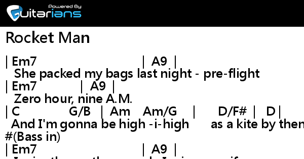 Rocket Man Guitar Chords Rocketman Chords Elton John Guitar Lesson