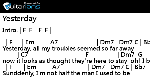 Yesterday Guitar Chords