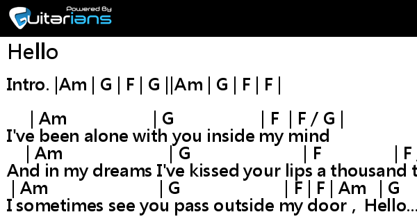 Hello Lionel Richie Guitar Chords