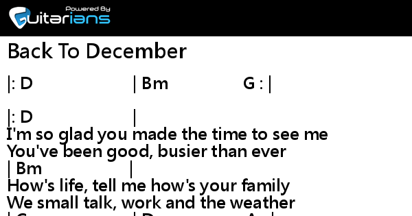 Taylor Swift Back To December Guitar Chords