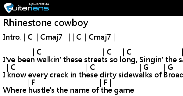Rhinestone Cowboy Guitar Chords